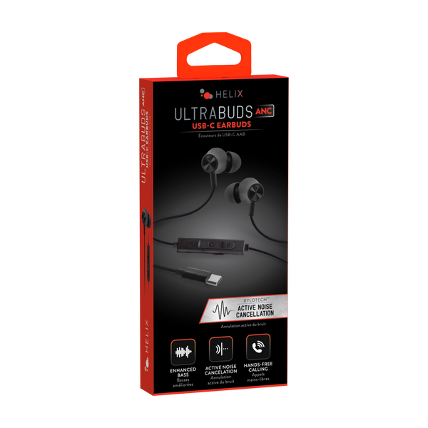 Active Noise Cancelling USB-C Earbuds - Black – Helix