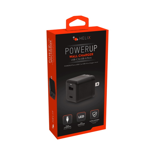 Helix Wall Charger with USB-C and USB-A Ports