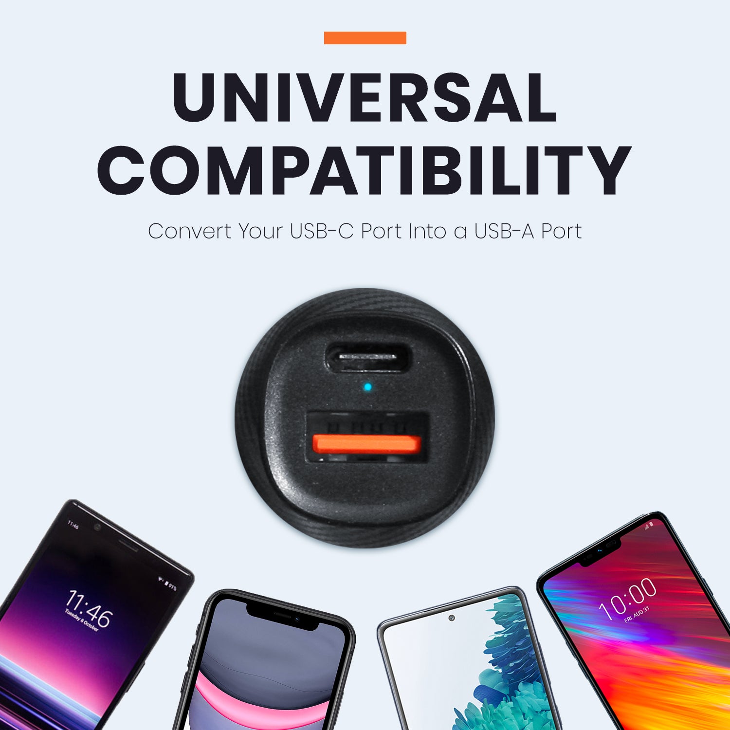 Helix Car Charger with USB-A and USB-C Ports