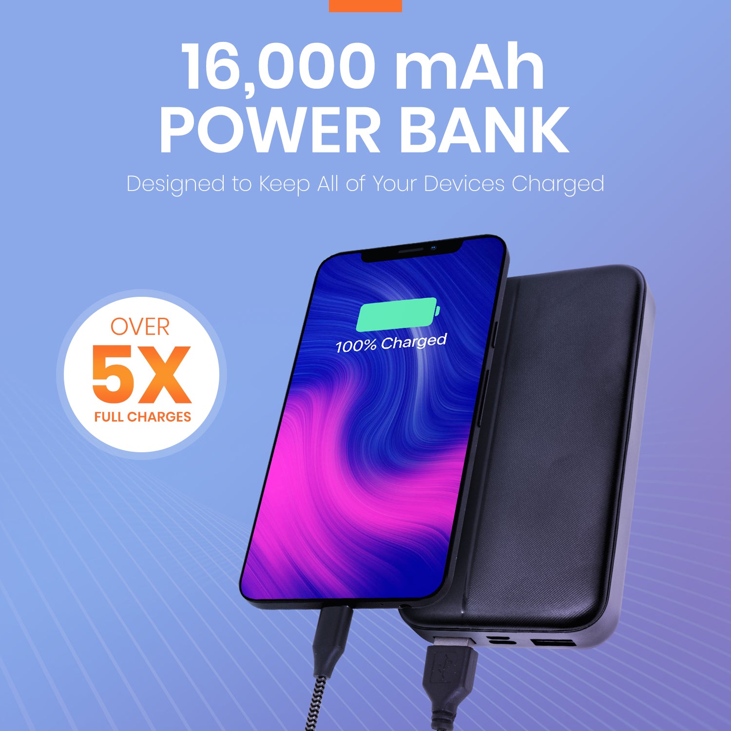 16,000 mAh Power Bank with USB-C and USB-A Ports – Helix