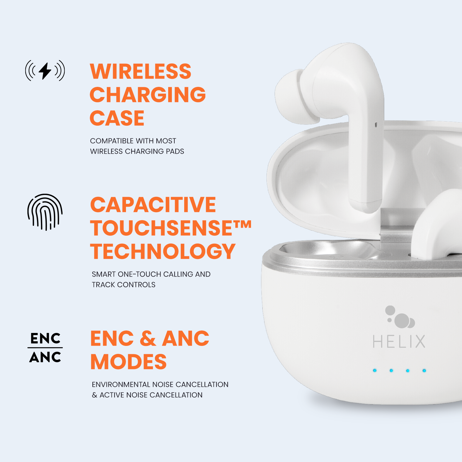 Active Noise Cancelling True Wireless Earbuds – Helix